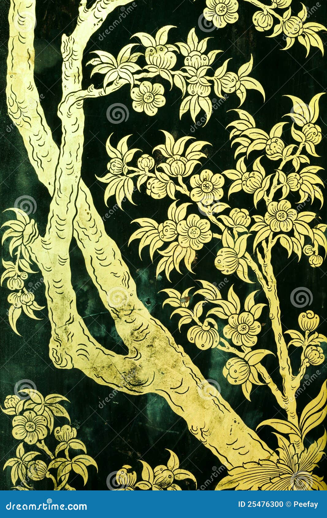 Traditional Thai Style Painting Art Stock Photo - Image of golden ...