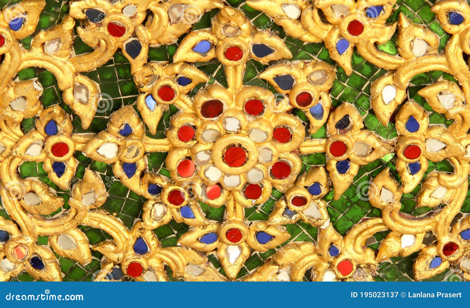 Traditional Thai Style Pattern Decorative with Mirror in Temple ...