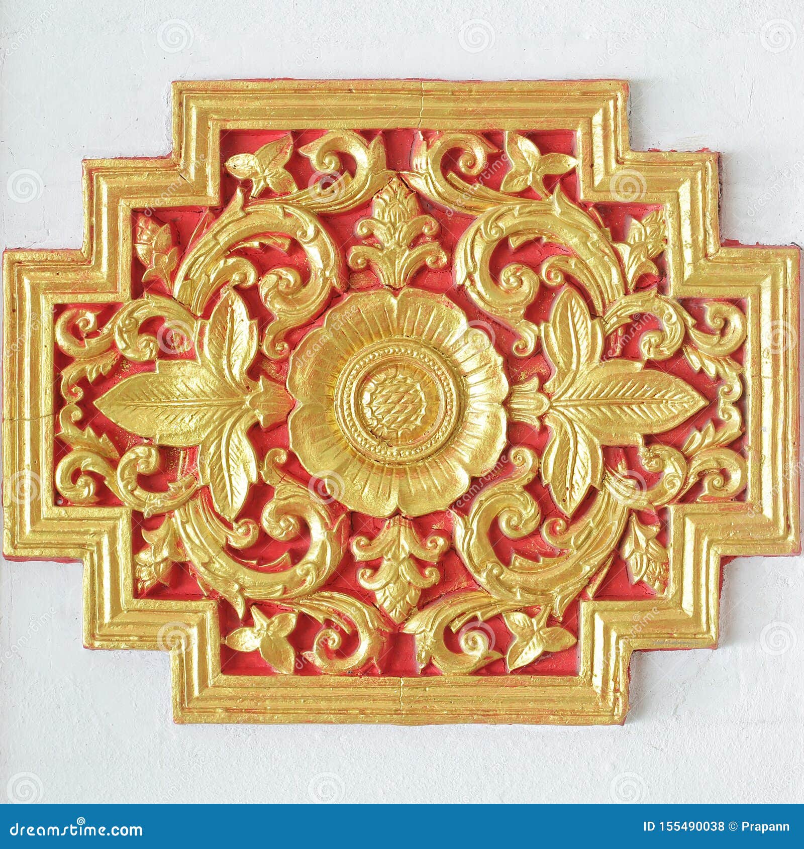 Traditional Thai Style Pattern Decorative on the Wall in Temple ...