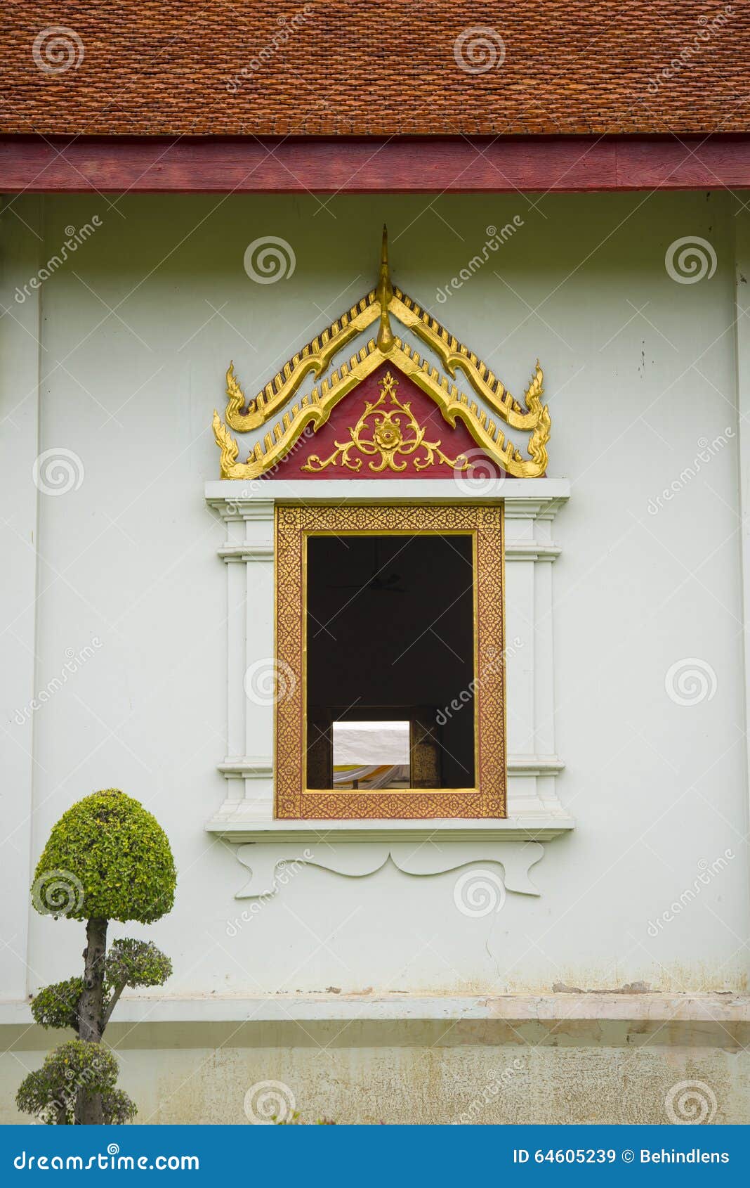 Traditional Thai Style Temple Window. Stock Image - Image of cultural ...