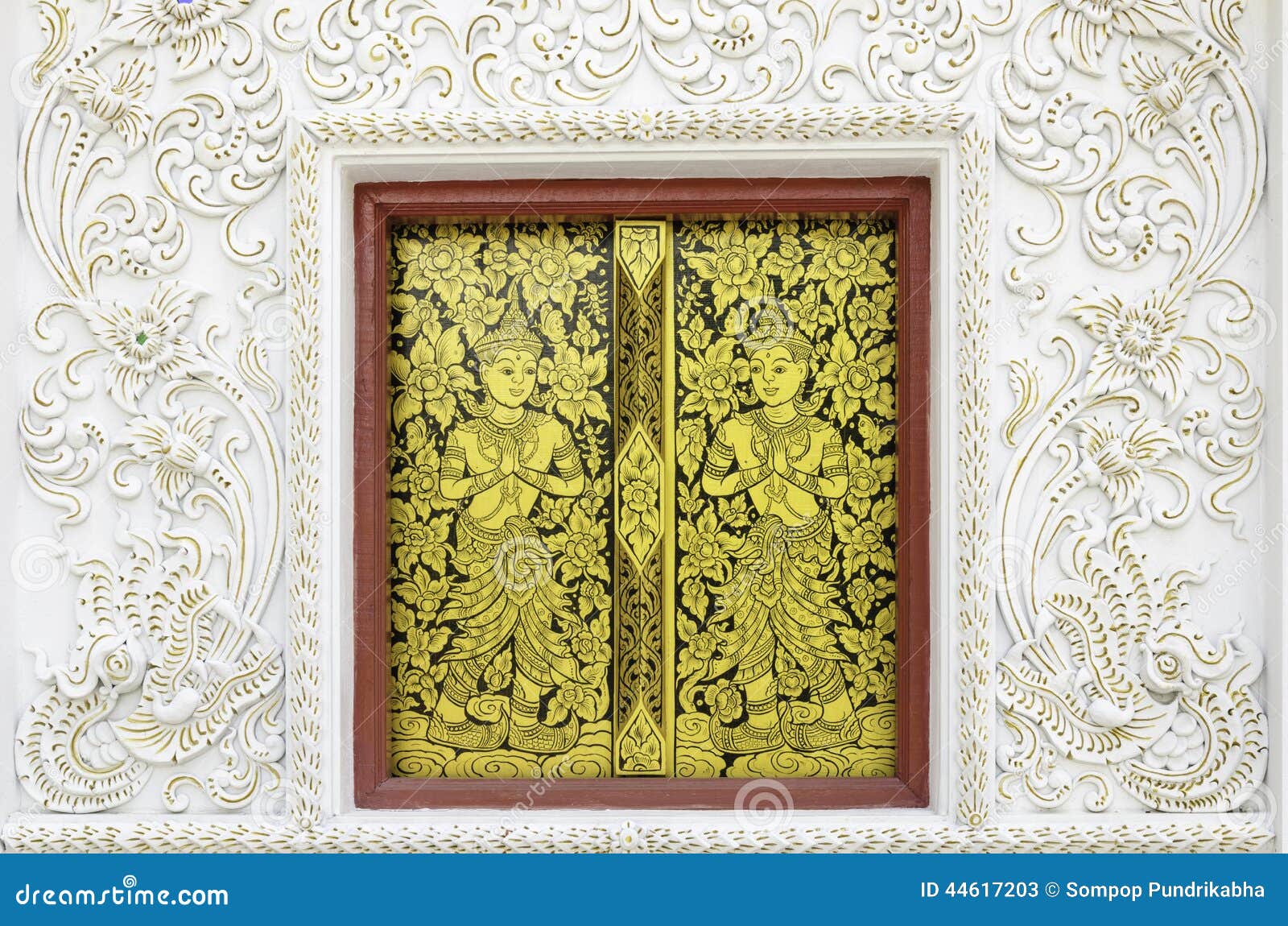 Traditional Thai Style Window with Art Decoration Stock Image - Image ...