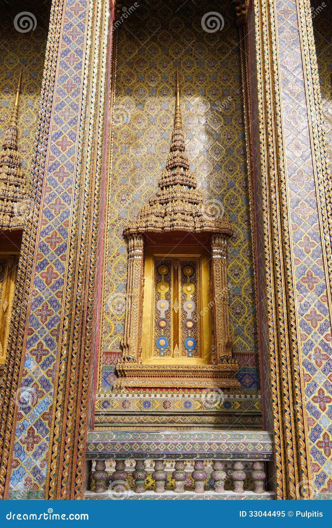 Traditional Thai Style Window and Decoration on the Wall Stock Image ...