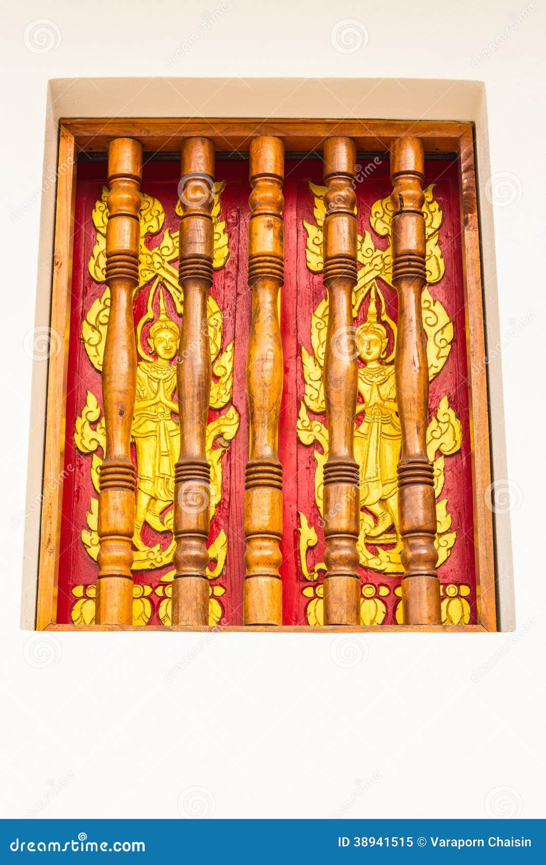 Traditional Thai Style Window Stock Image - Image of golden, ancient ...