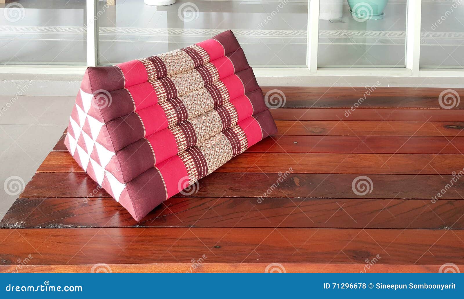 Traditional Thai Triangle Pillow Stock Photo - Image of bench, pillow ...