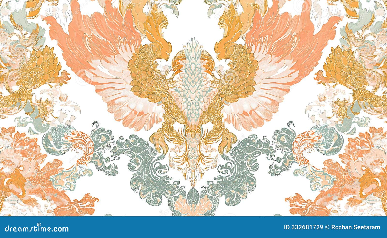 Traditional Thai Wallpaper Pattern with Symmetrical Geometric Shapes ...