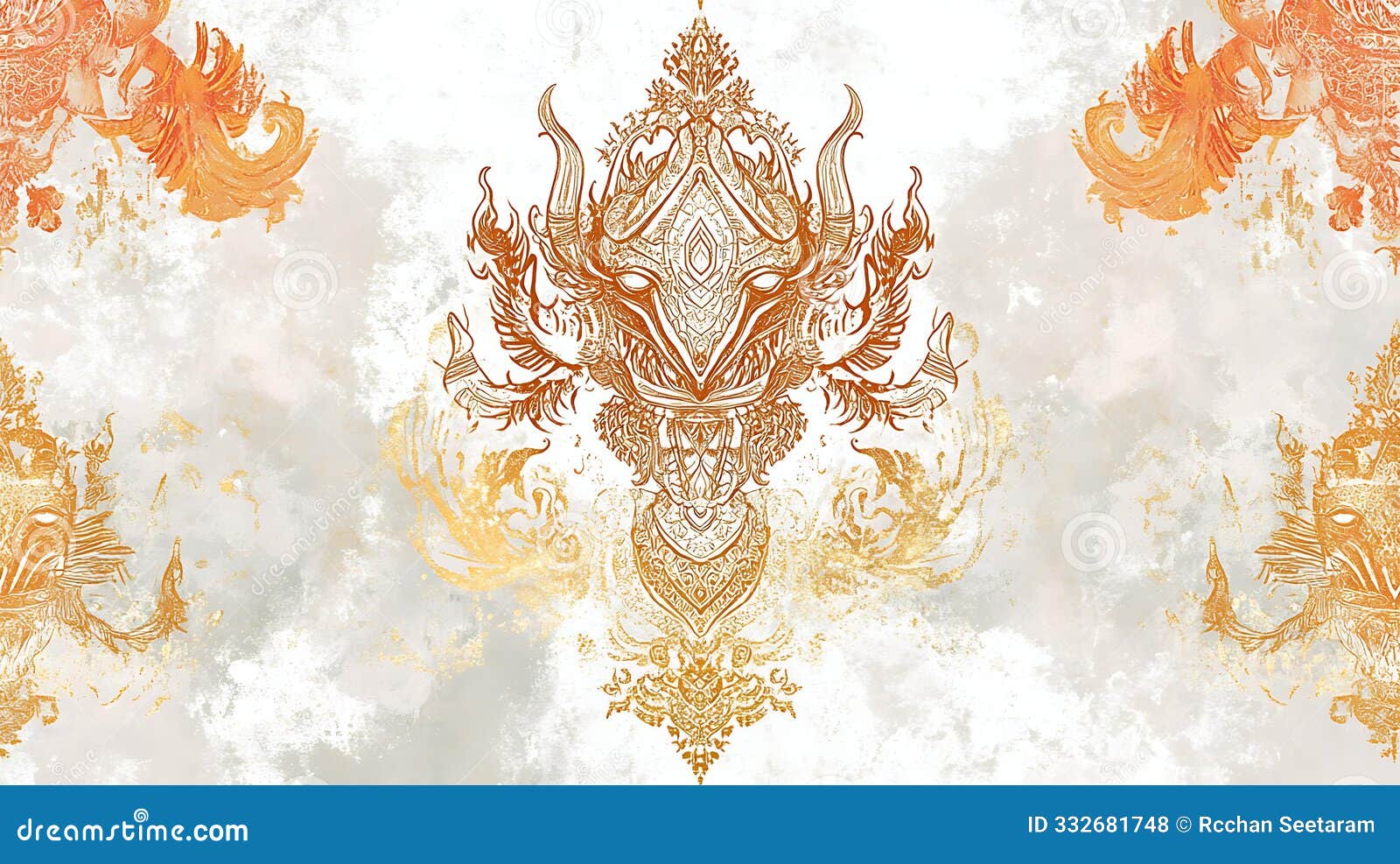 Traditional Thai Wallpaper Pattern with Symmetrical Geometric Shapes ...
