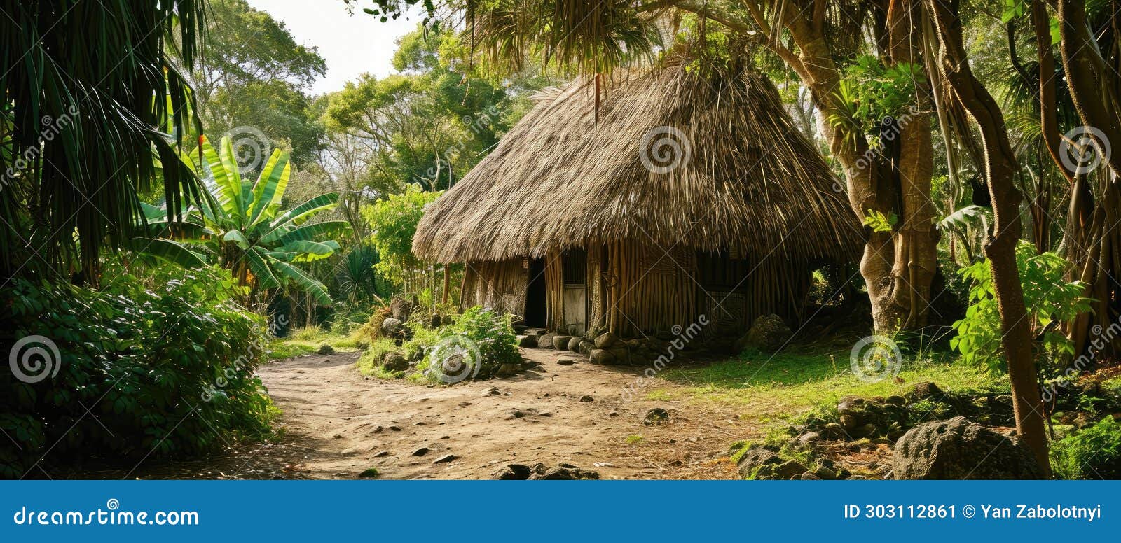 Traditional Thatch Hut Cultural Immersion In A Historic Setting Stock ...