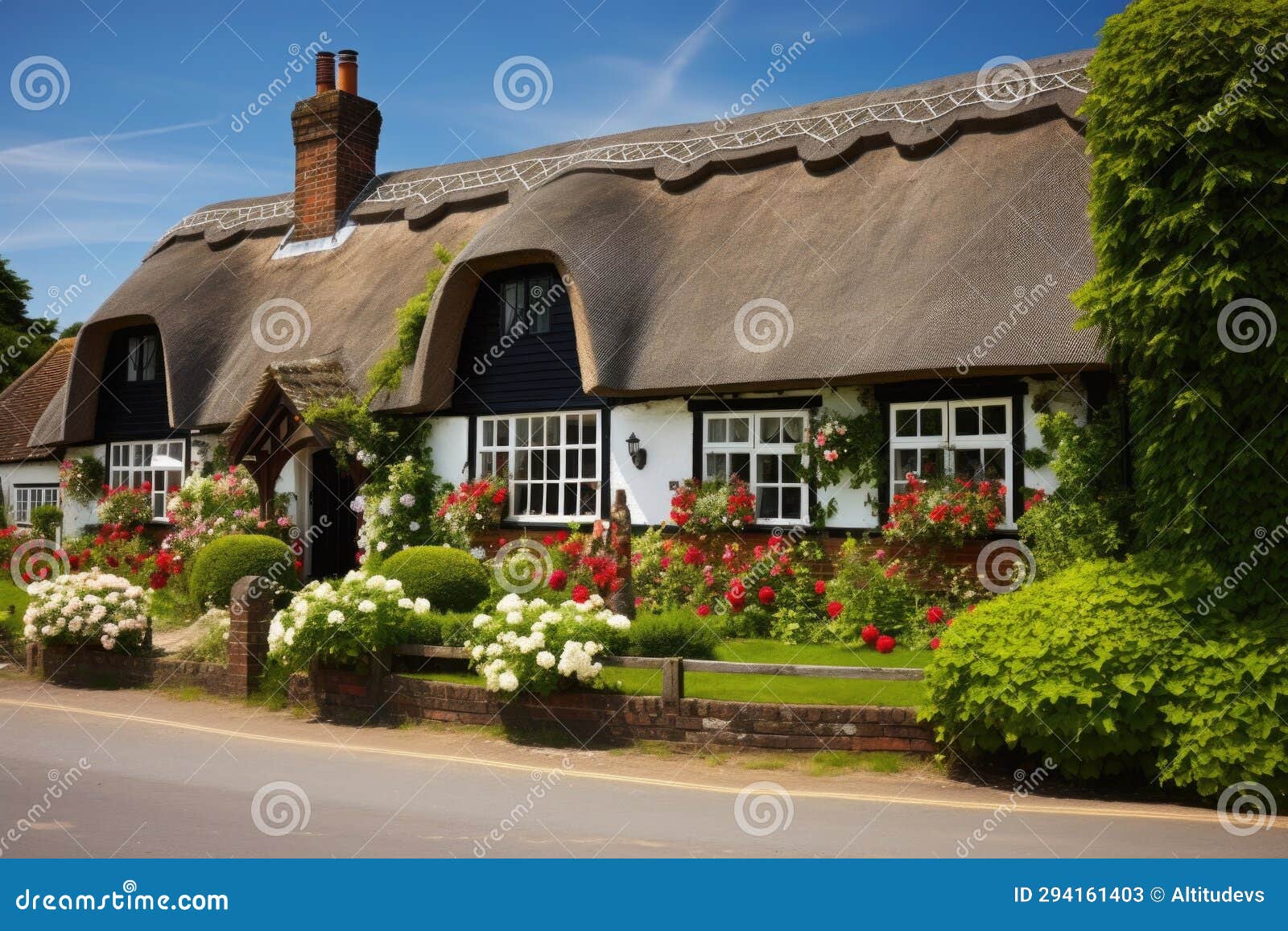 Traditional Thatched Roof Cottage in a Rural Setting Stock Image ...