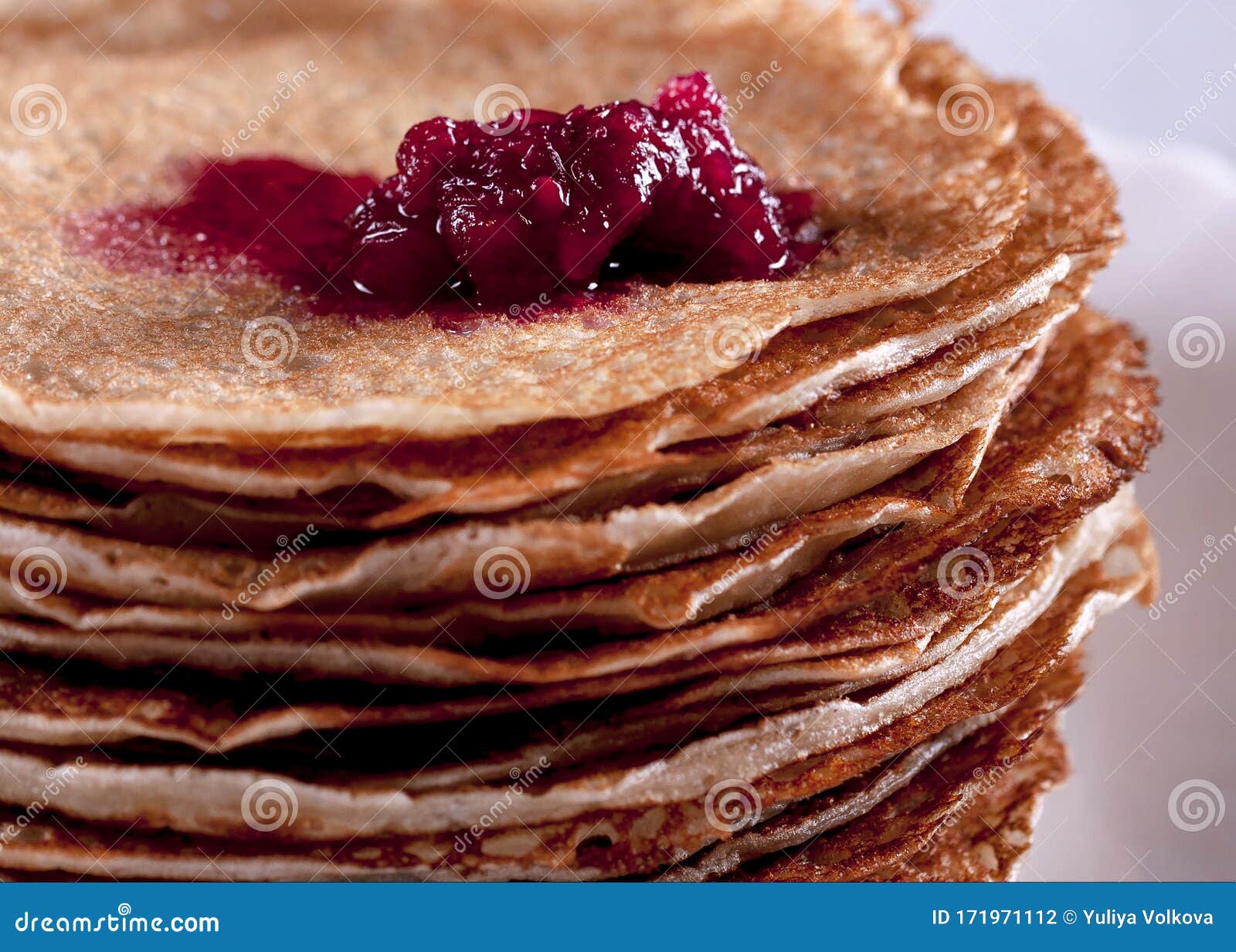 Â Pancakes with Raspberry Jam Stock Photo - Image of food, butter ...