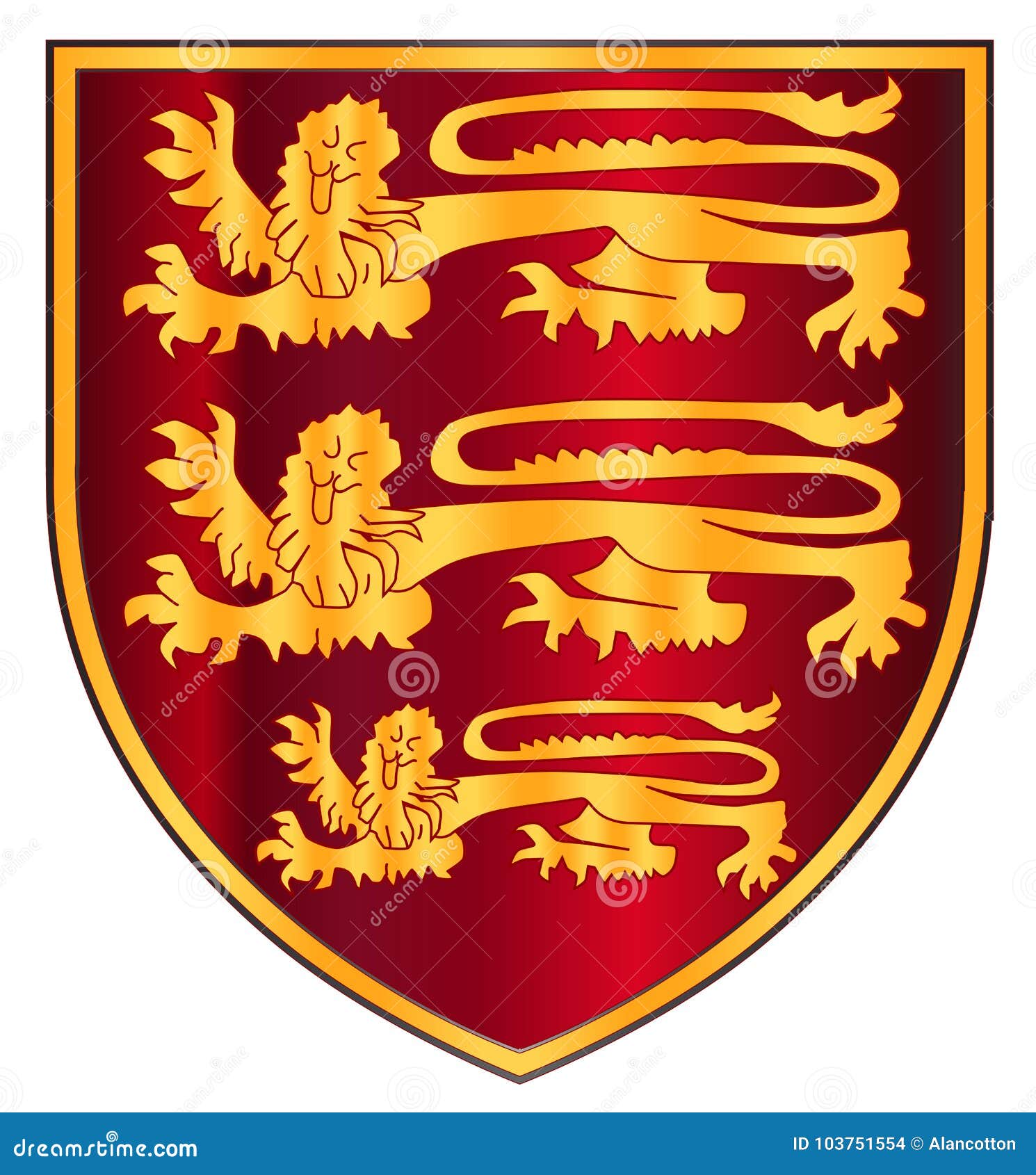 British Three Lions Crest stock vector. Illustration of emblem - 103751554