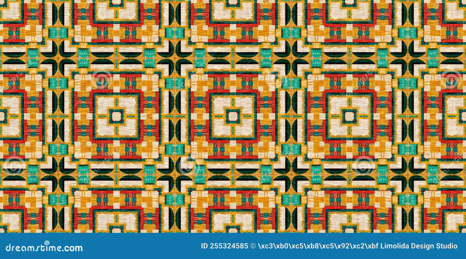 Traditional Tile Mosaic Seamless Border Pattern Print. Fabric Effect ...