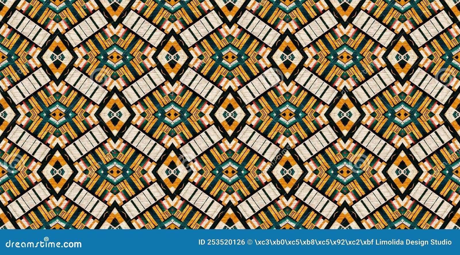 Traditional Tile Mosaic Seamless Border Pattern Print. Fabric Effect ...