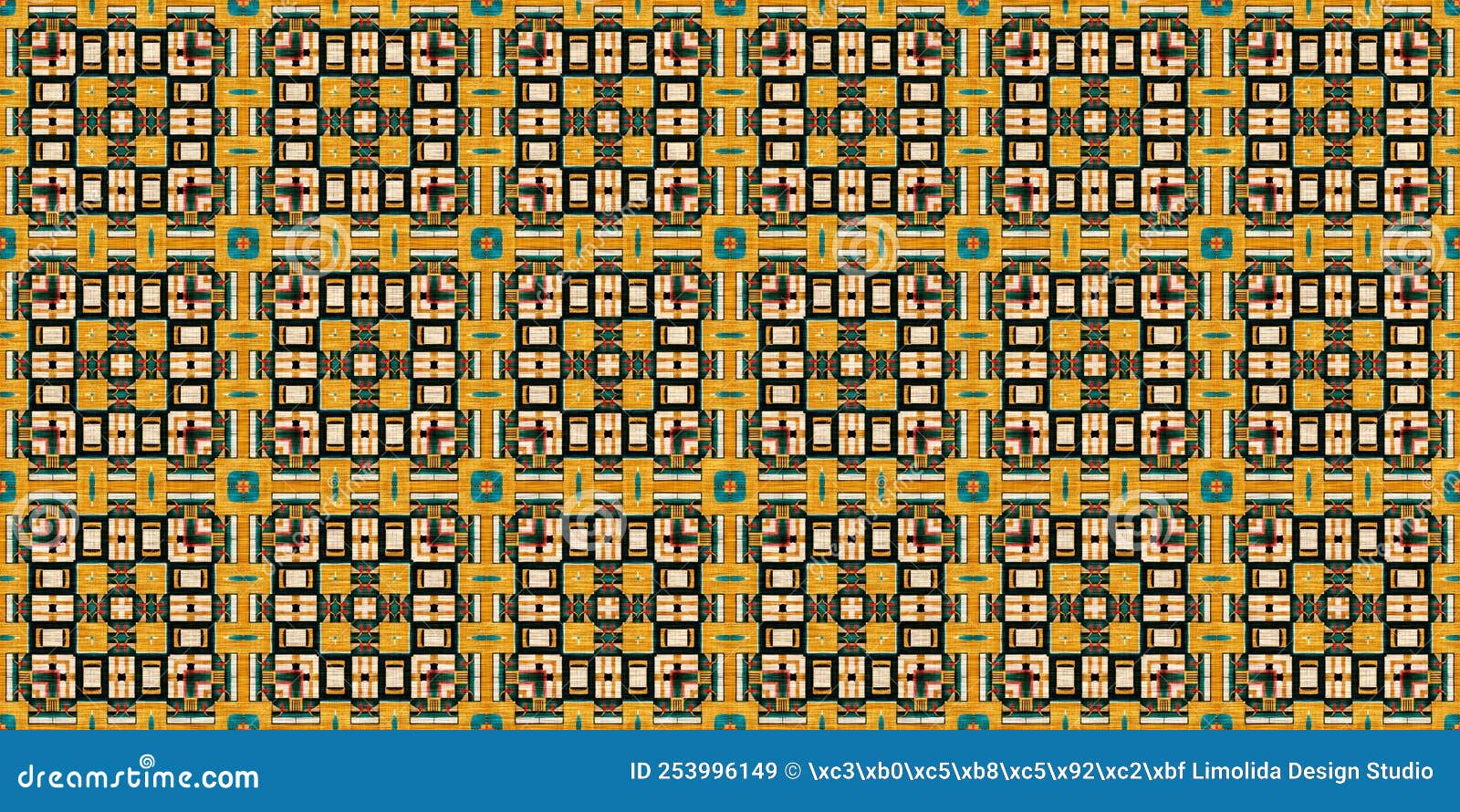 Traditional Tile Mosaic Seamless Border Pattern Print. Fabric Effect ...