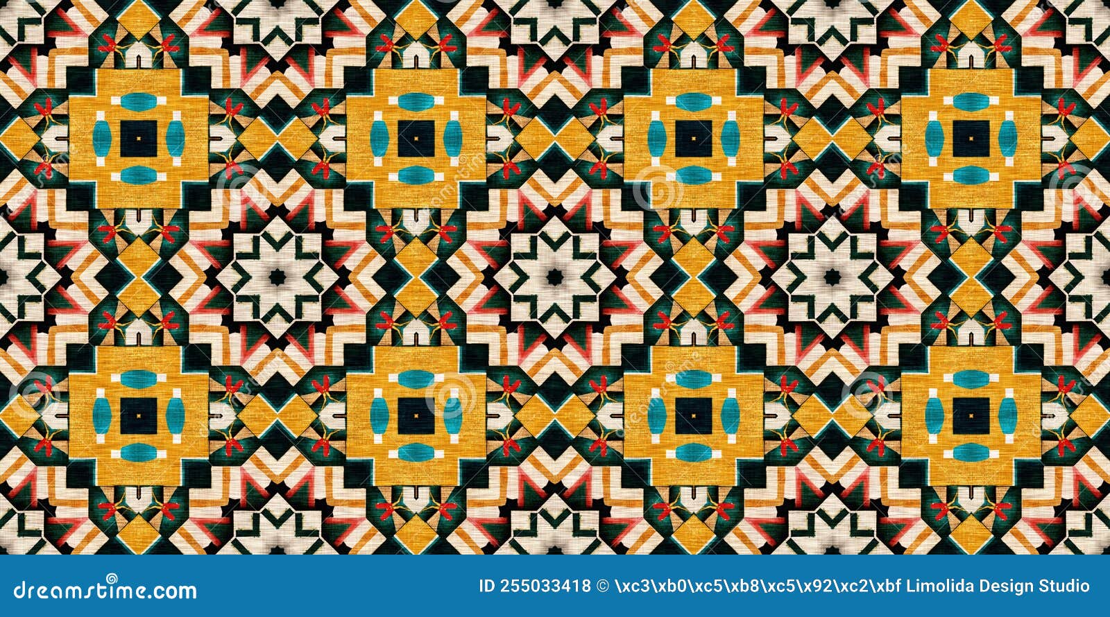 Traditional Tile Mosaic Seamless Border Pattern Print. Fabric Effect ...