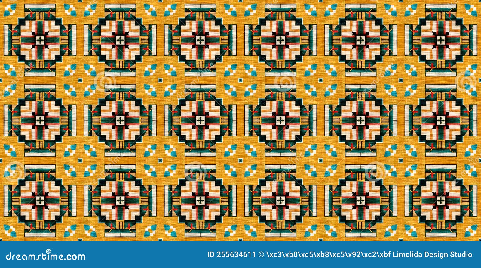Traditional Tile Mosaic Seamless Border Pattern Print. Fabric Effect ...
