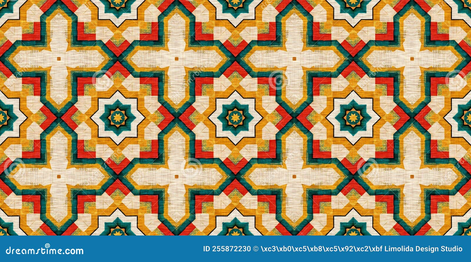 Traditional Tile Mosaic Seamless Border Pattern Print. Fabric Effect ...