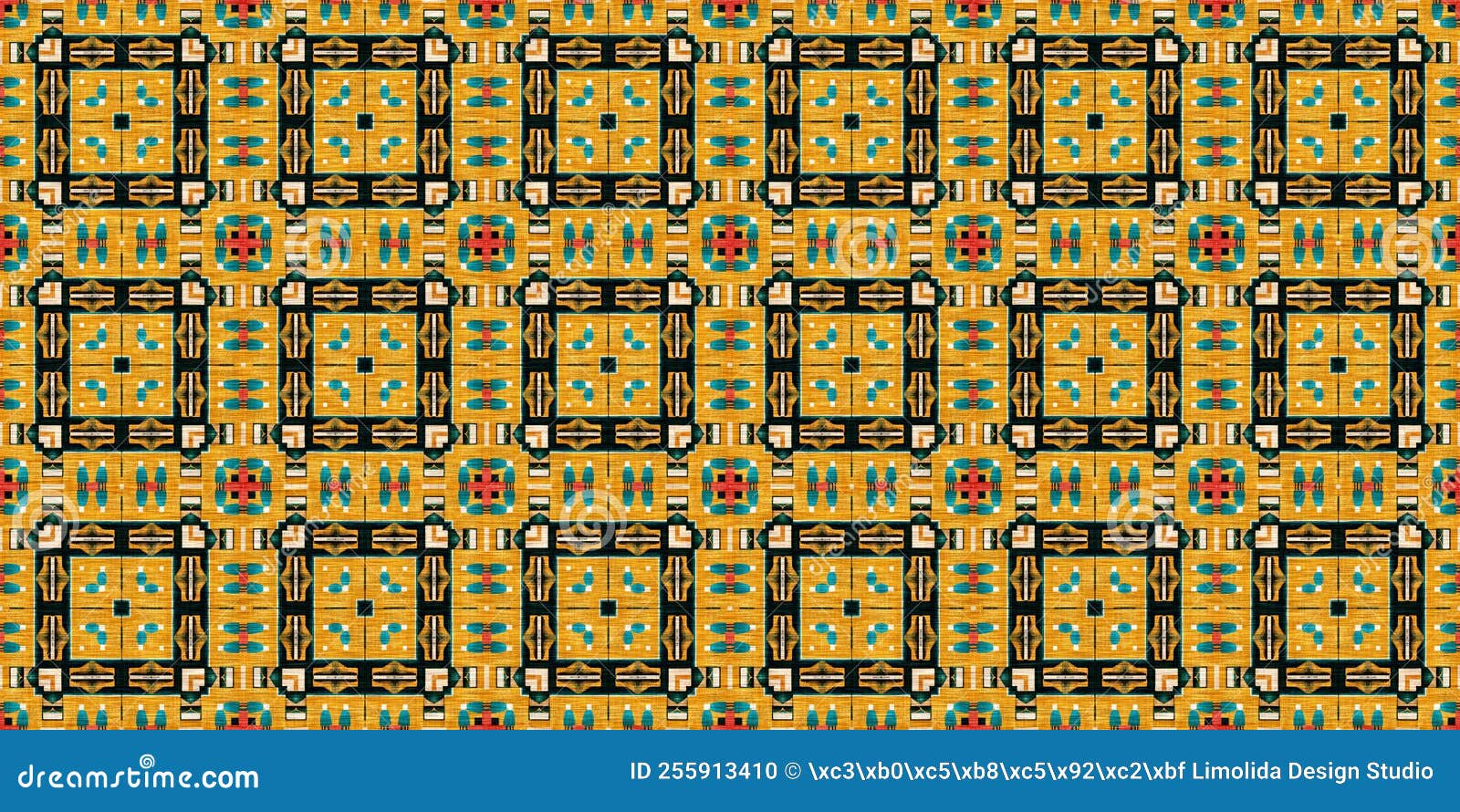 Traditional Tile Mosaic Seamless Border Pattern Print. Fabric Effect ...