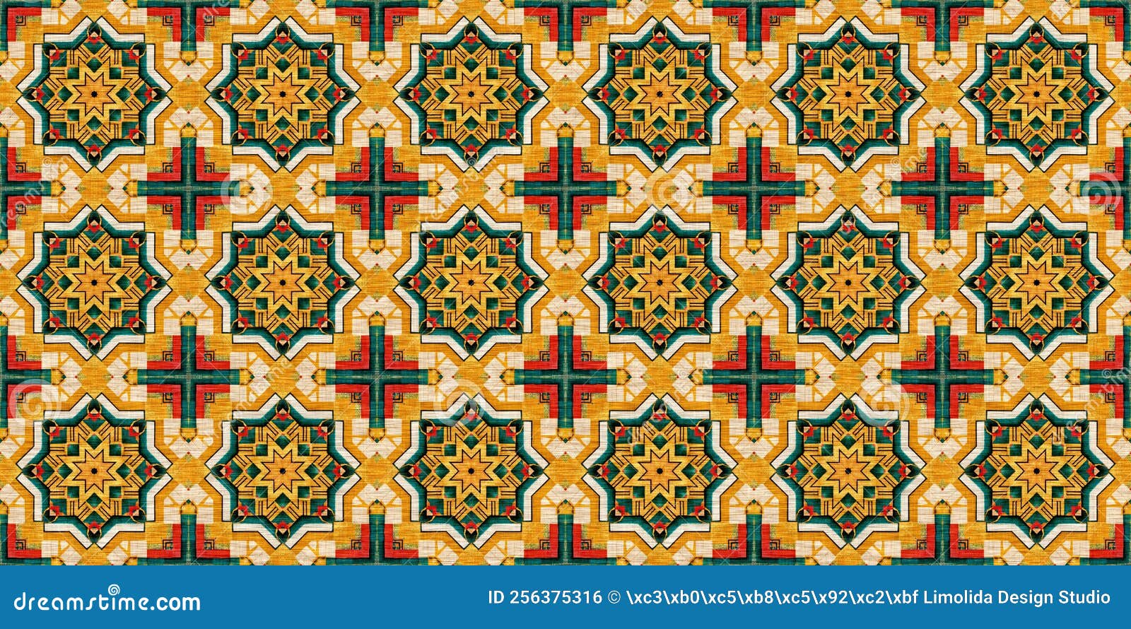Traditional Tile Mosaic Seamless Border Pattern Print. Fabric Effect ...