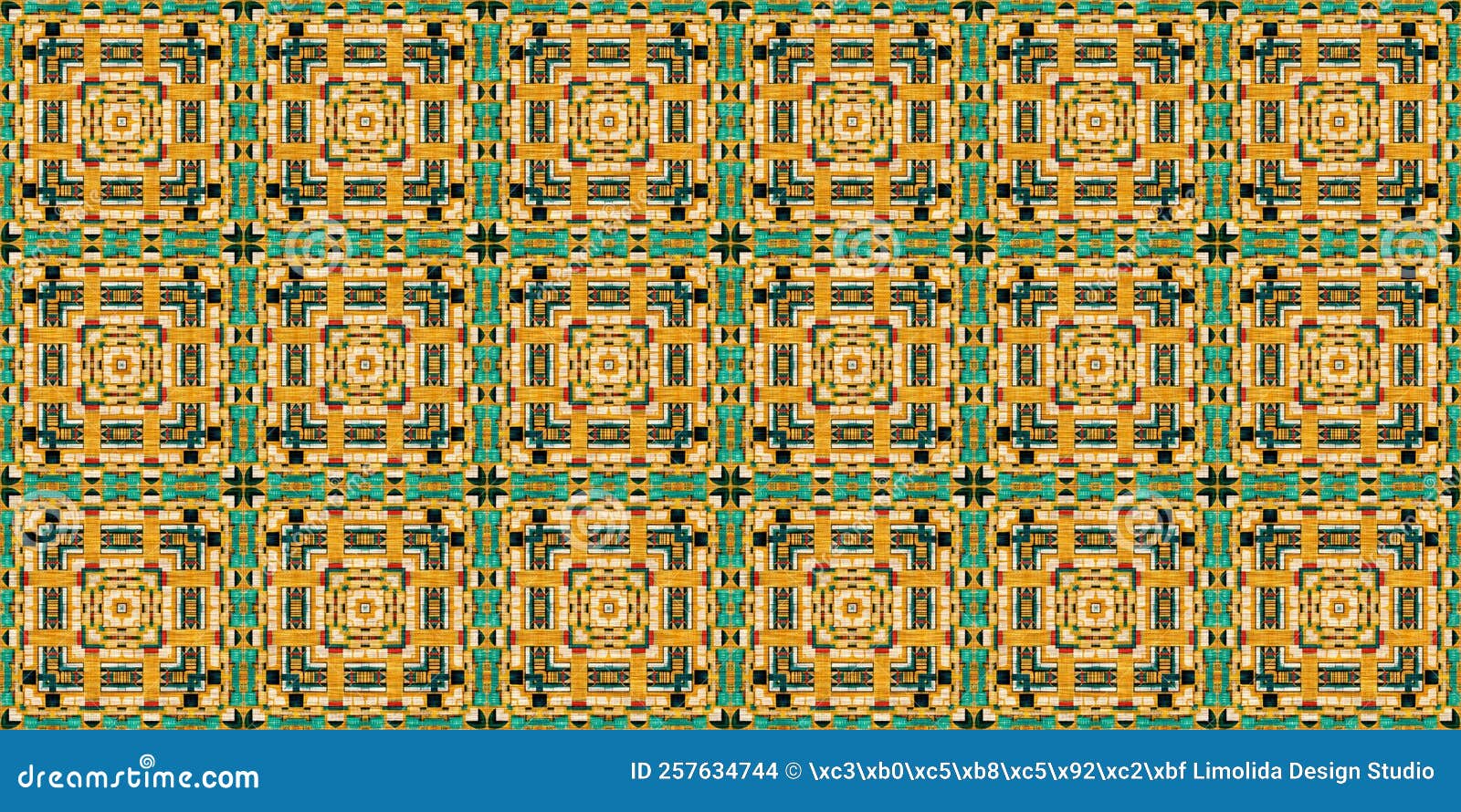 Traditional Tile Mosaic Seamless Border Pattern Print. Fabric Effect ...