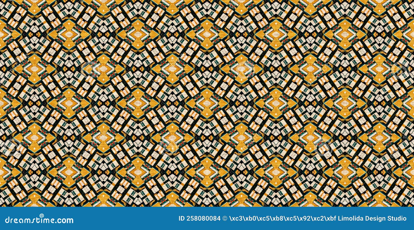 Traditional Tile Mosaic Seamless Border Pattern Print. Fabric Effect ...