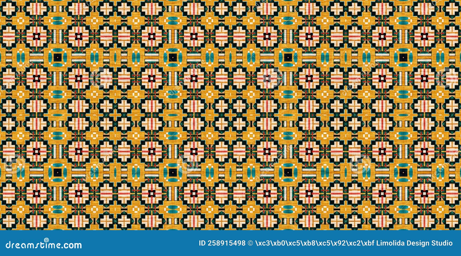 Traditional Tile Mosaic Seamless Border Pattern Print. Fabric Effect ...