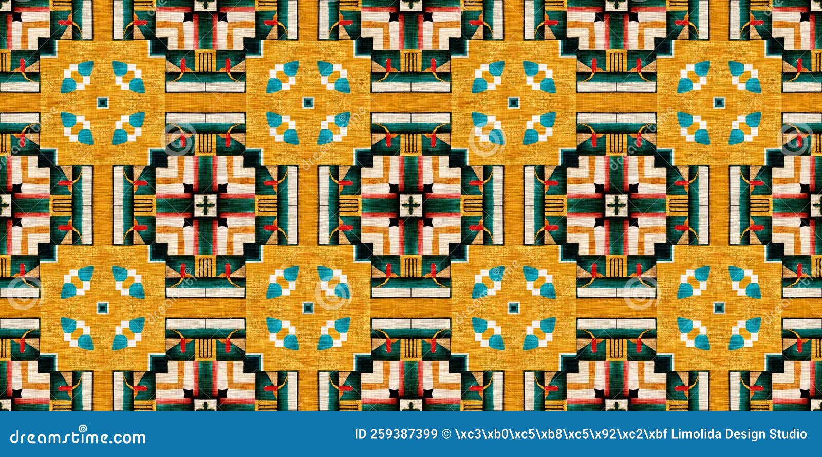 Traditional Tile Mosaic Seamless Border Pattern Print. Fabric Effect ...