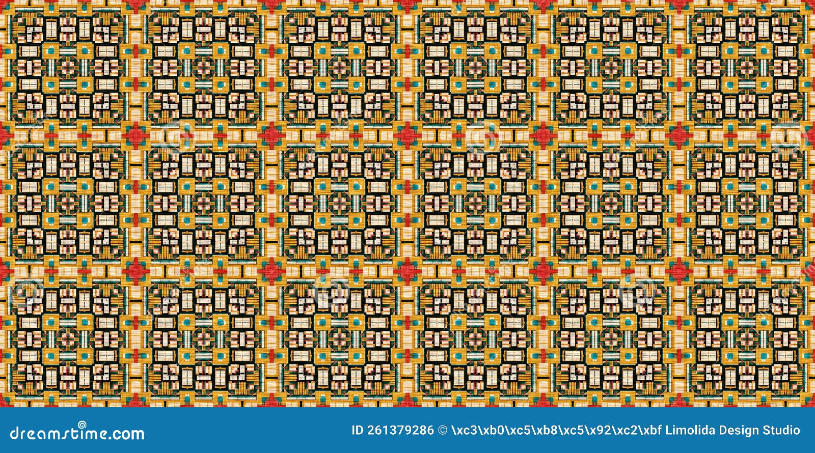 Traditional Tile Mosaic Seamless Border Pattern Print. Fabric Effect ...