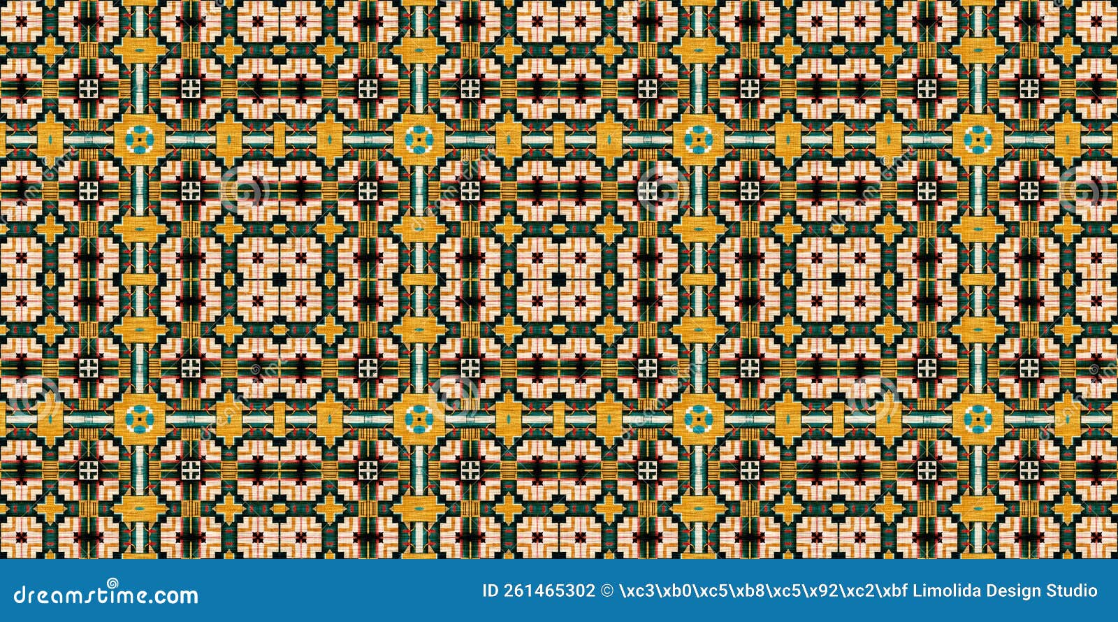 Traditional Tile Mosaic Seamless Border Pattern Print. Fabric Effect ...