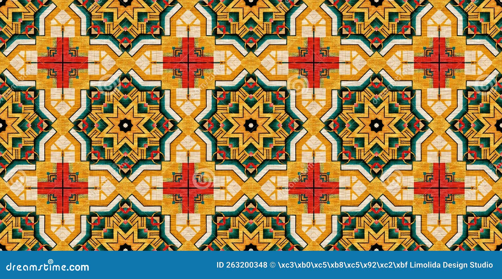 Traditional Tile Mosaic Seamless Border Pattern Print. Fabric Effect ...