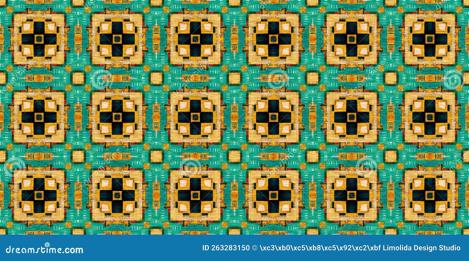 Traditional Tile Mosaic Seamless Border Pattern Print. Fabric Effect ...