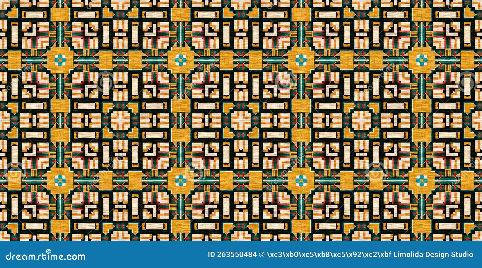 Traditional Tile Mosaic Seamless Border Pattern Print. Fabric Effect ...