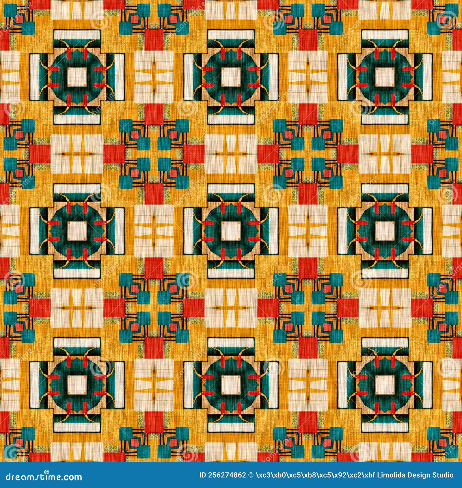 Traditional Tile Mosaic Seamless Pattern Print. Fabric Effect Mexican ...