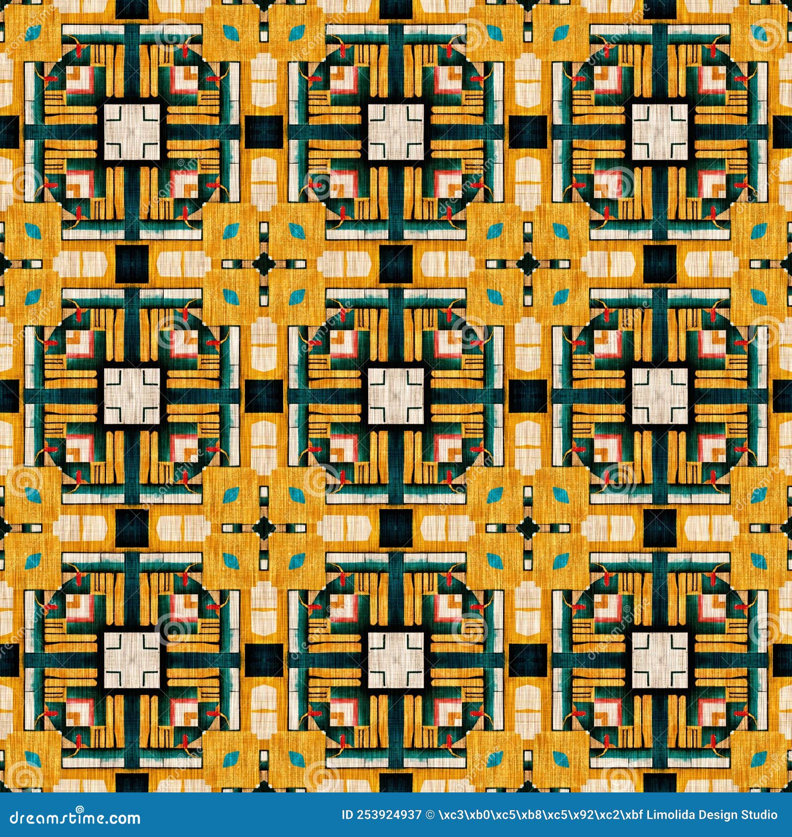 Traditional Tile Mosaic Seamless Pattern Print. Fabric Effect Mexican ...