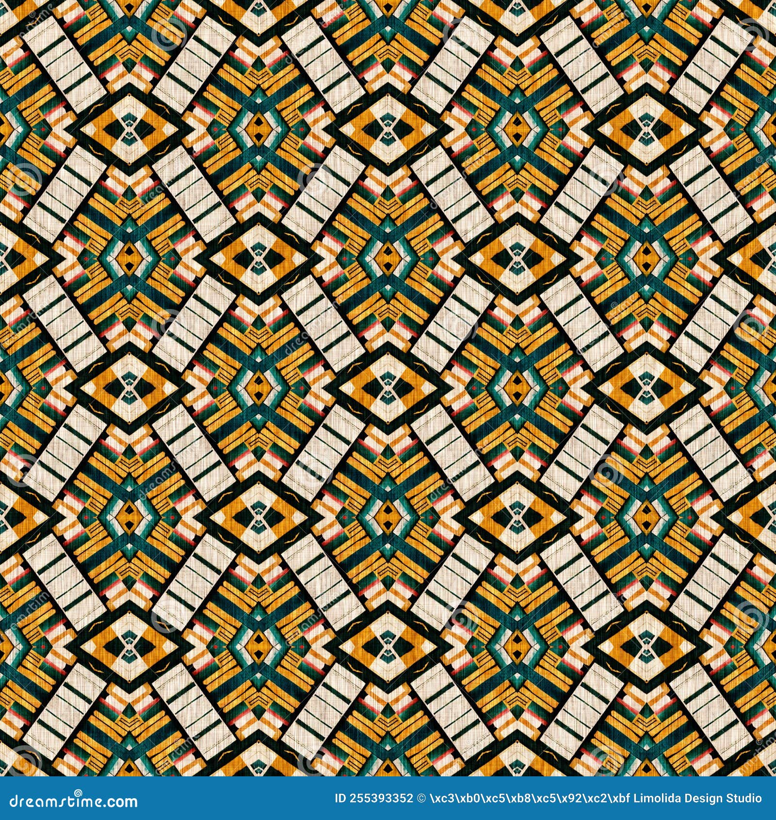 Traditional Tile Mosaic Seamless Pattern Print. Fabric Effect Mexican ...