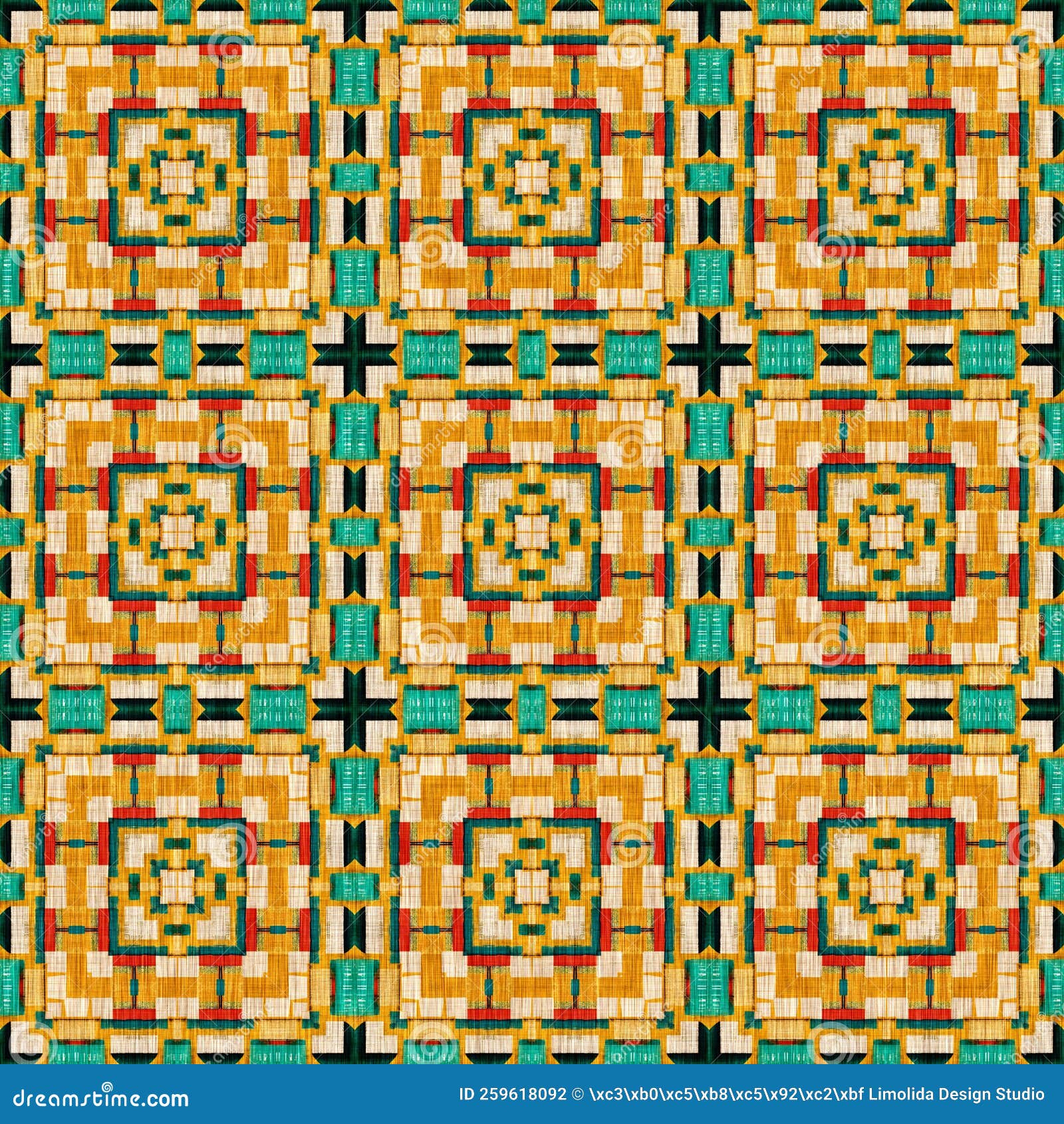 Traditional Tile Mosaic Seamless Pattern Print. Fabric Effect Mexican ...