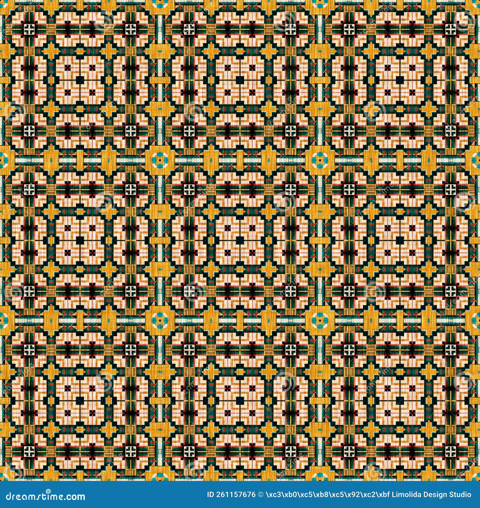 Traditional Tile Mosaic Seamless Pattern Print. Fabric Effect Mexican ...