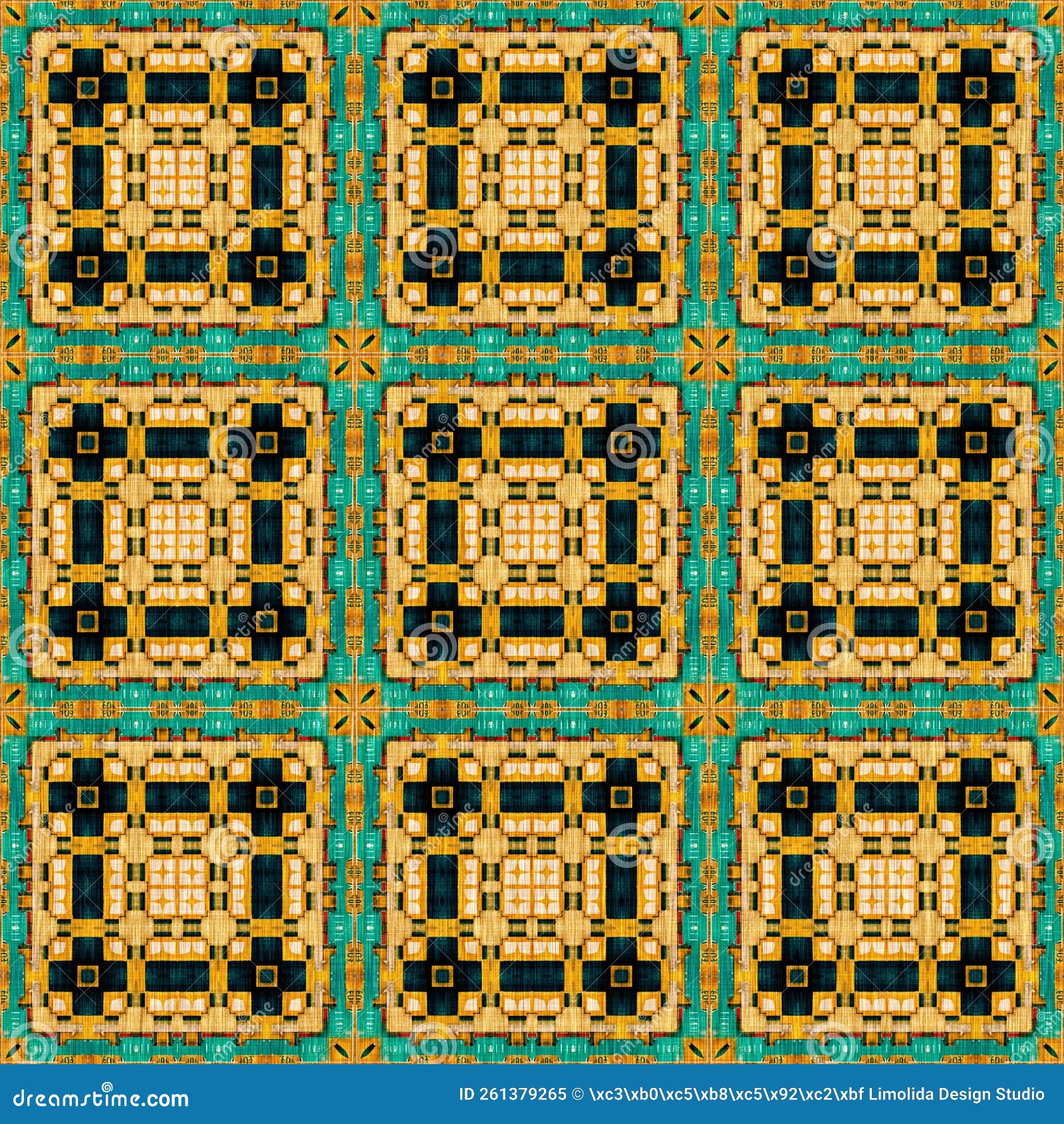 Traditional Tile Mosaic Seamless Pattern Print. Fabric Effect Mexican ...