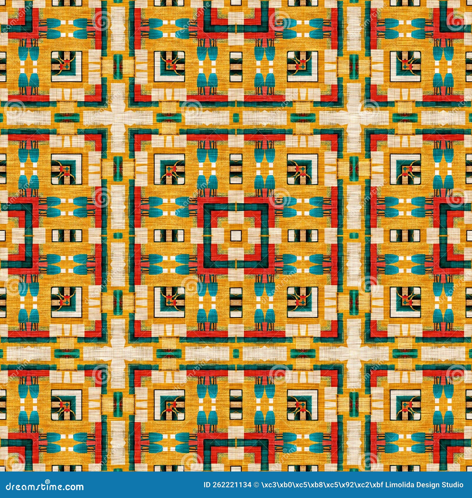 Traditional Tile Mosaic Seamless Pattern Print. Fabric Effect Mexican ...