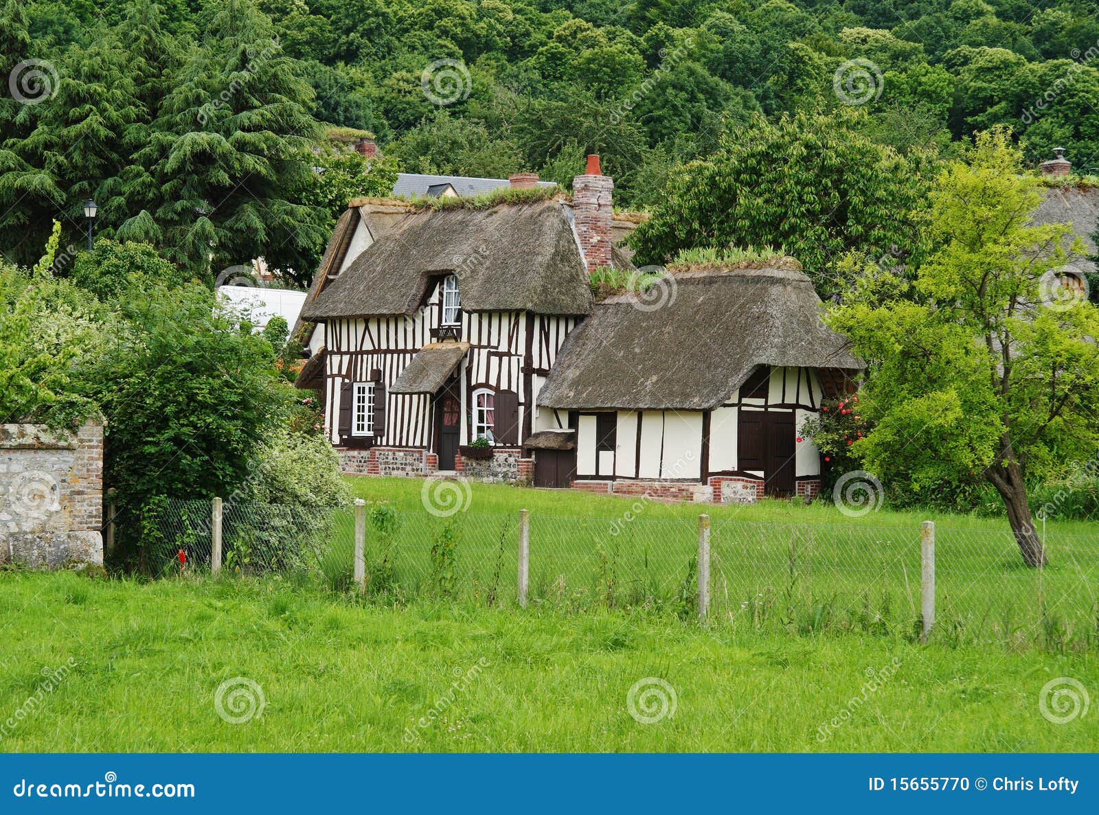Traditional Timber Framed Normandy Cottages Stock Photo - Image of ...
