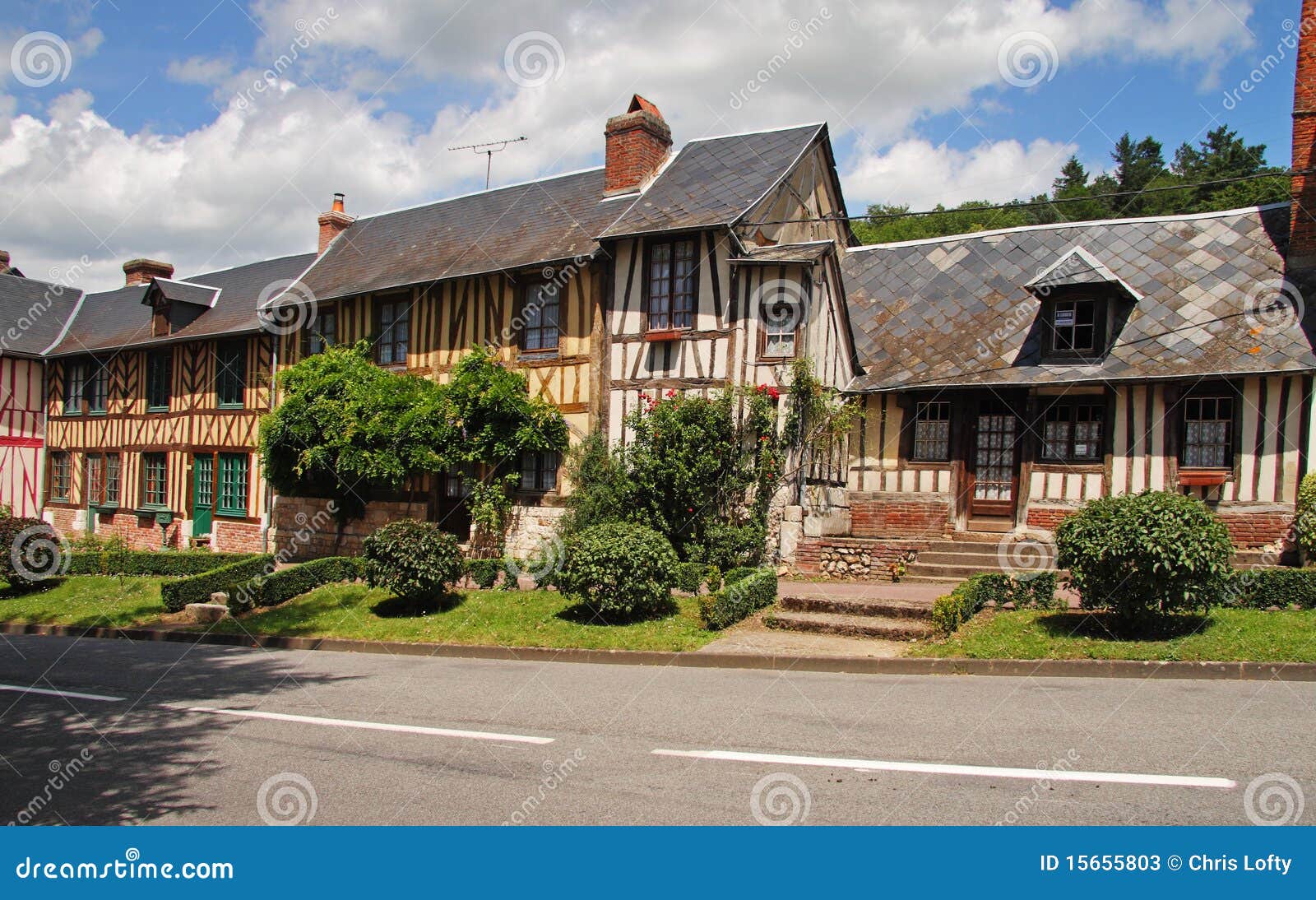 Traditional Timber Framed Normandy Cottages Stock Image - Image of ...