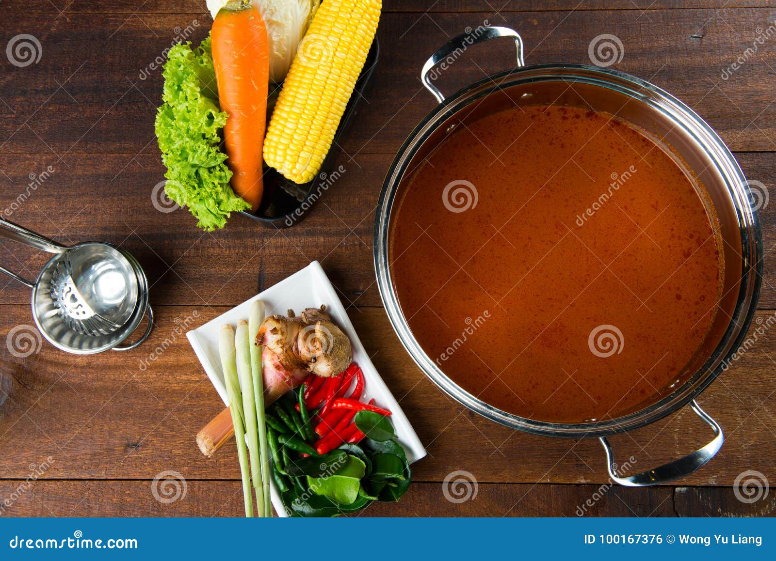 Tom yam hot pot stock photo. Image of ball, fried, cook - 100167376