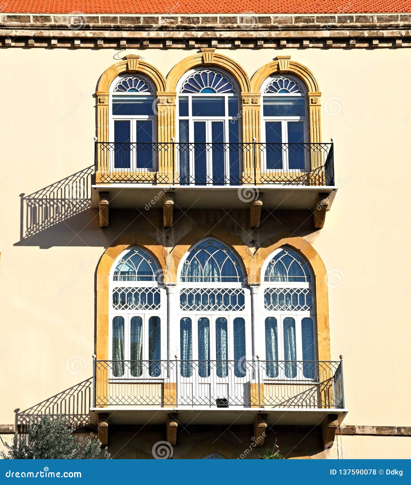 Traditional Triple Arch Windows Stock Photo - Image of balcony, vintage ...