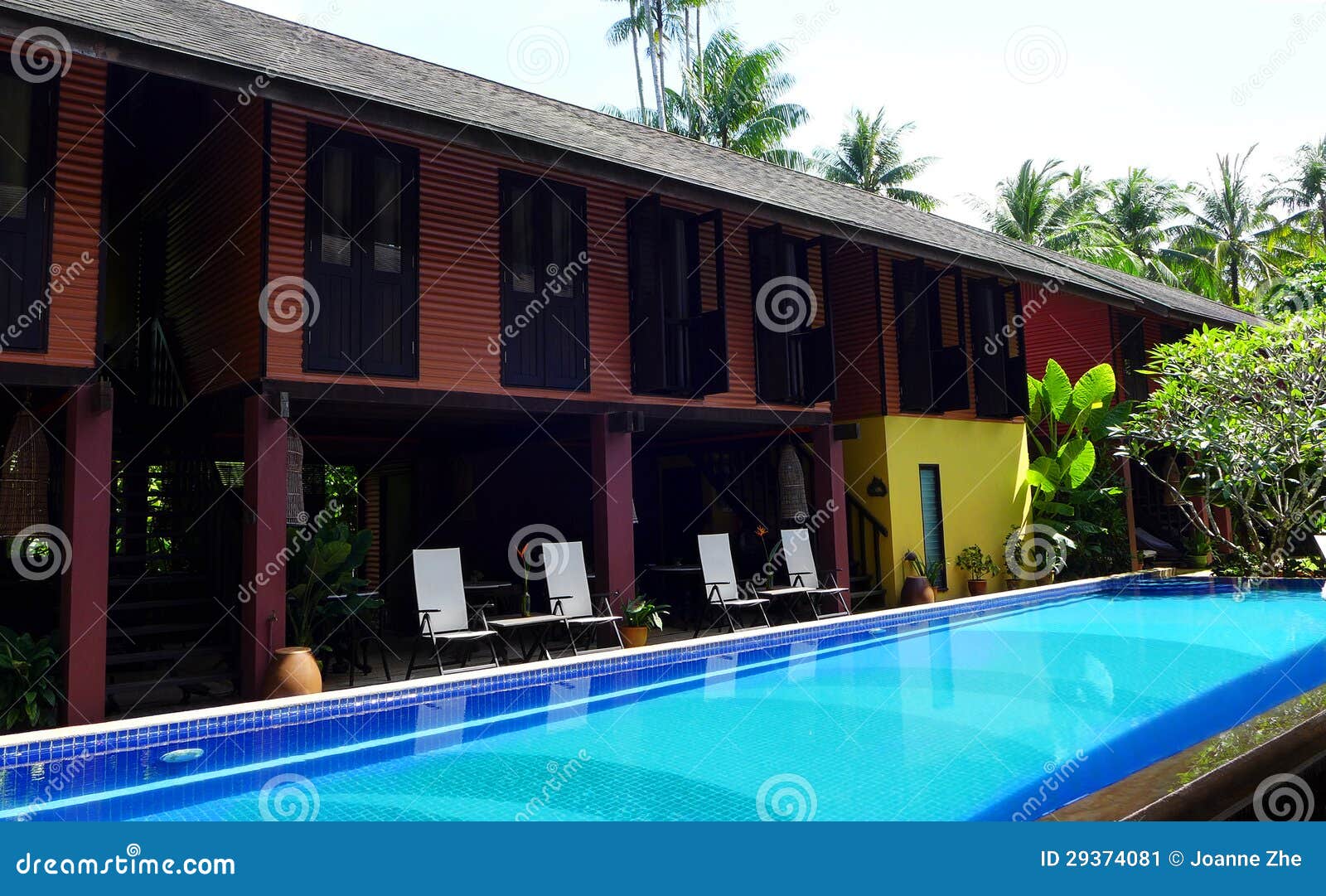Traditional Tropical Resort & Swimming Pool Stock Image - Image of ...
