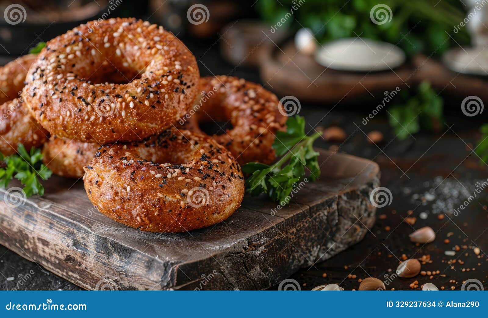 Traditional Turkish Bagel - Simit on Rustic Background Stock ...