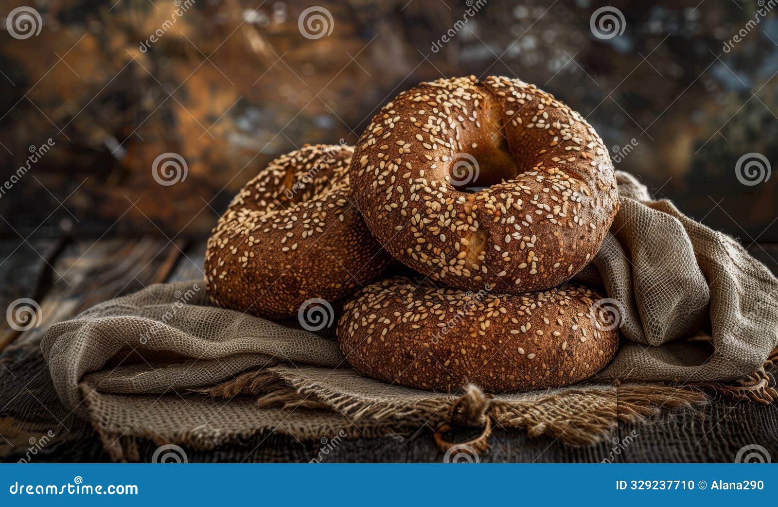 Traditional Turkish Bagel - Simit on Rustic Background Stock ...