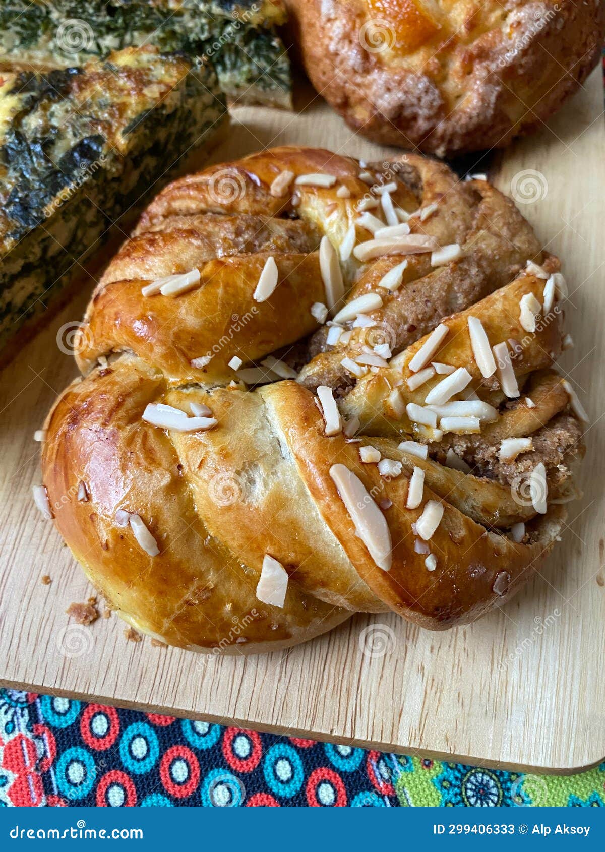 Traditional Turkish Bakery Bagel with Almond Paste. Simit Stock Image ...