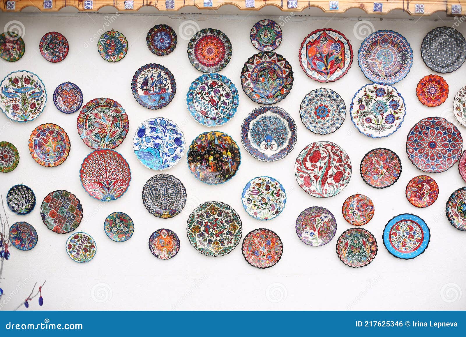 Traditional Turkish Handmade Plates Hanging on a Wall Stock Photo ...