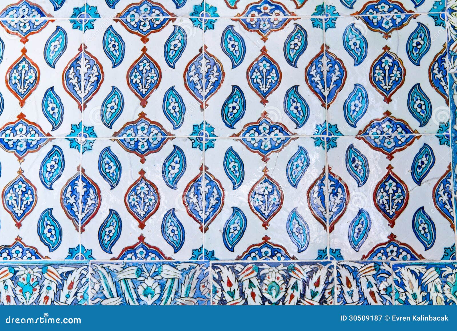 Traditional Turkish Blue Tile Stock Image - Image of turk, handmade ...