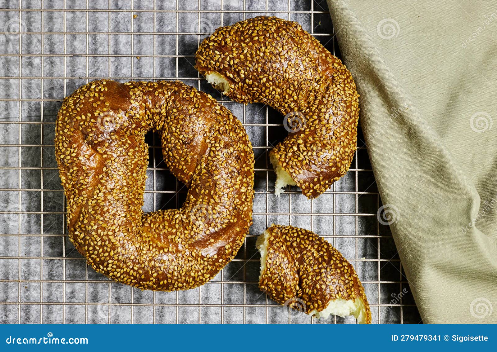 Traditional Turkish Breakfast with Simit Bagels on Grill. Stock Image ...