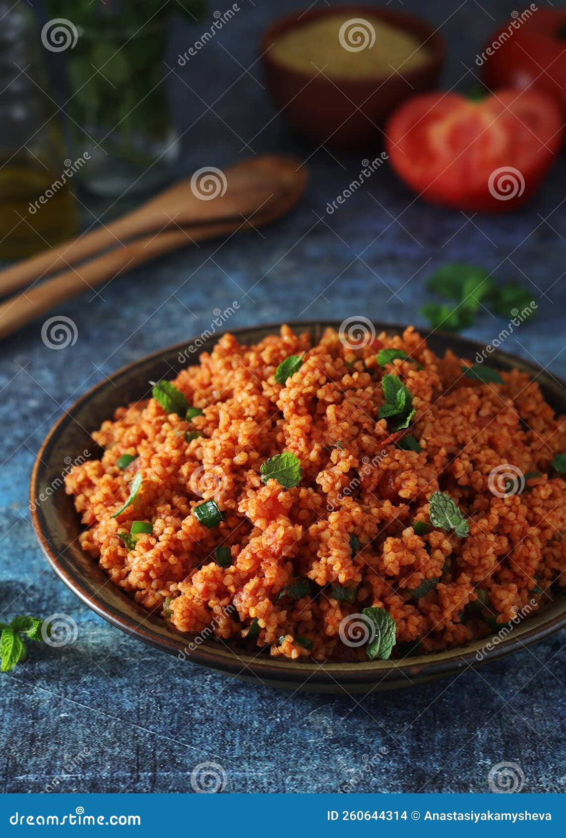 A Traditional Turkish Bulgur Salad - Kisir Stock Photo - Image of ...